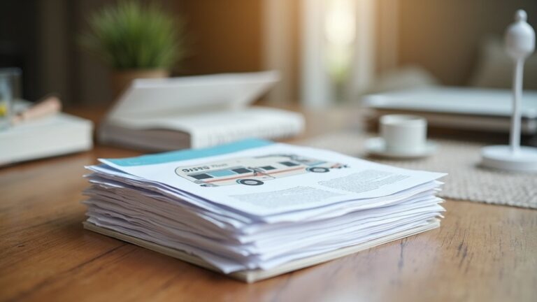 stack-of-rv-related-documents-neatly-arranged-on-a-wooden-table | Full ...