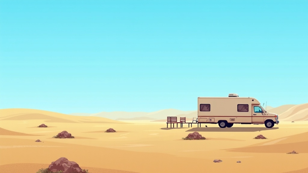 flat-landscape-with-rv-campsite-and-bright-blue-sky | Full Time RV ...